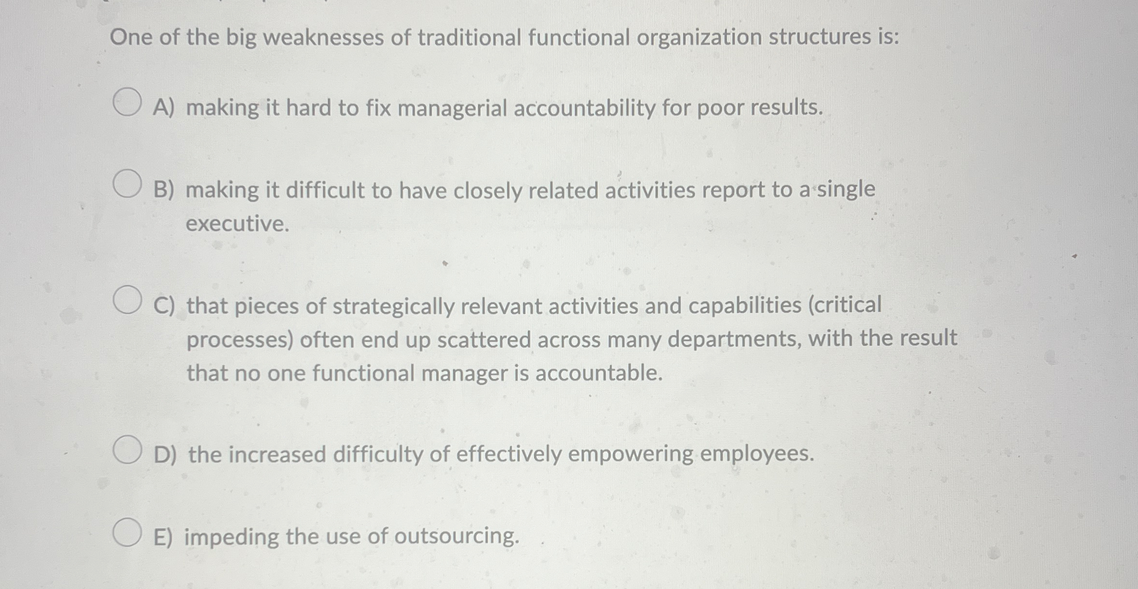 Solved One of the big weaknesses of traditional functional | Chegg.com