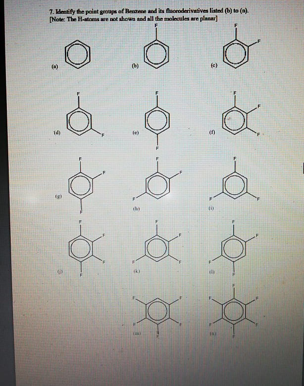 Solved 7. Identify the point groups of Benzene and its | Chegg.com