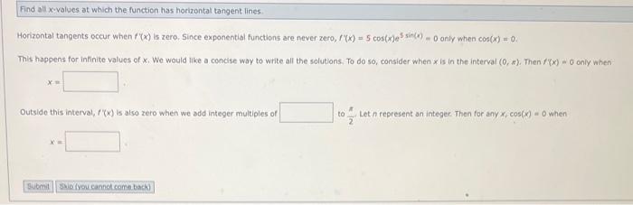 Solved Horizontal tangents occur when f′(x) is zero. Since | Chegg.com