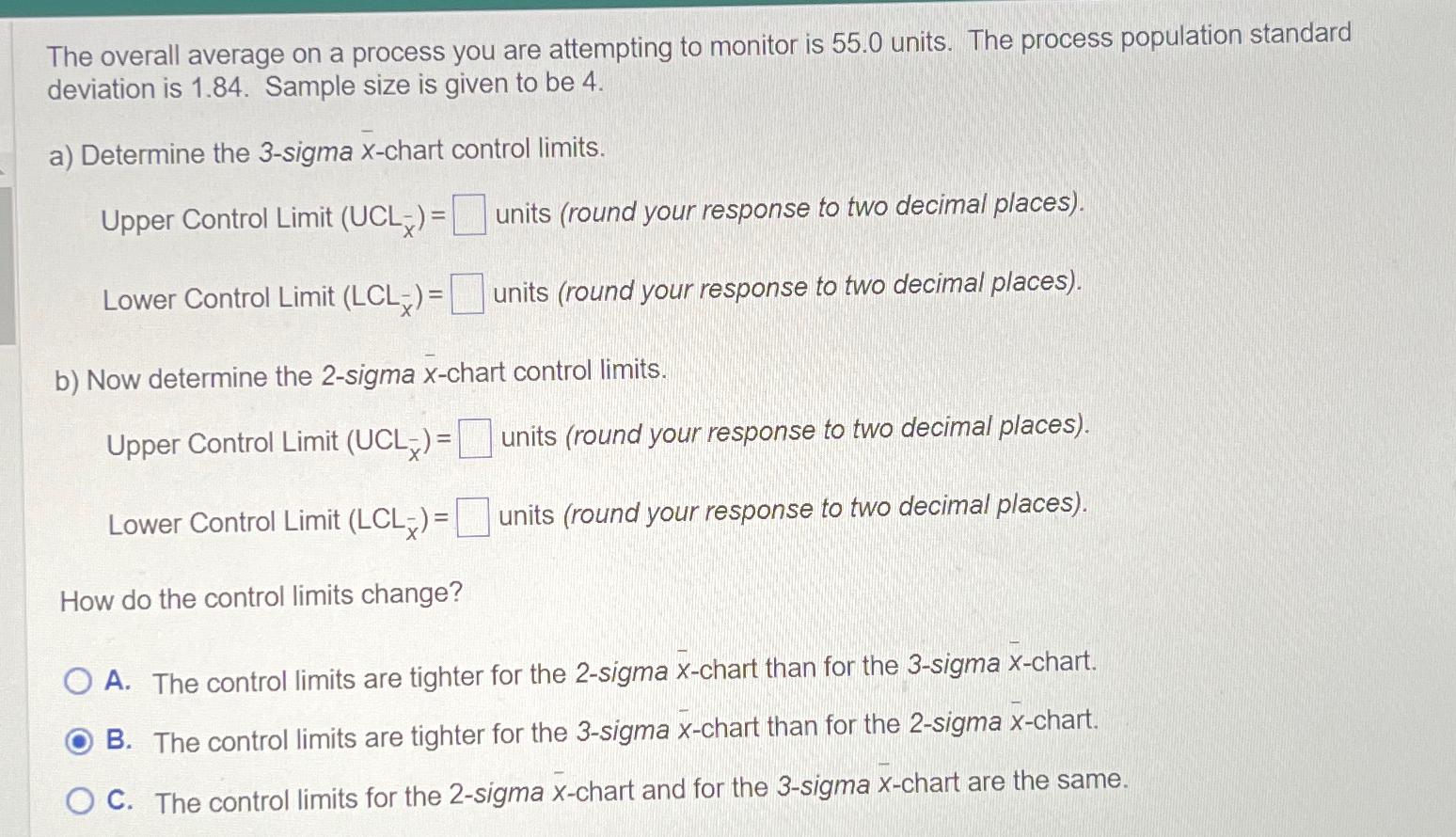 Solved The overall average on a process you are attempting | Chegg.com