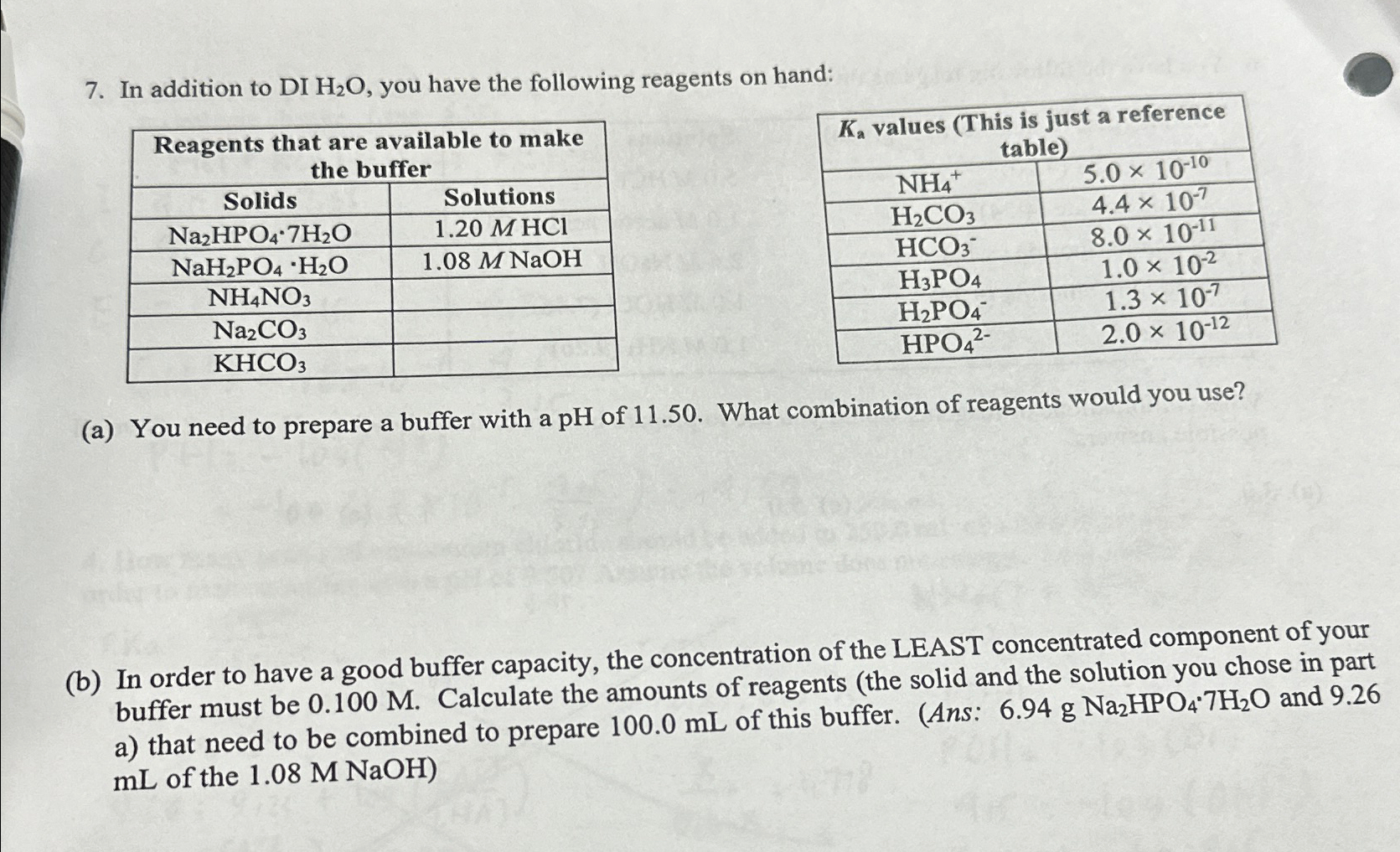 Solved In addition to DIH2O, ﻿you have the following | Chegg.com