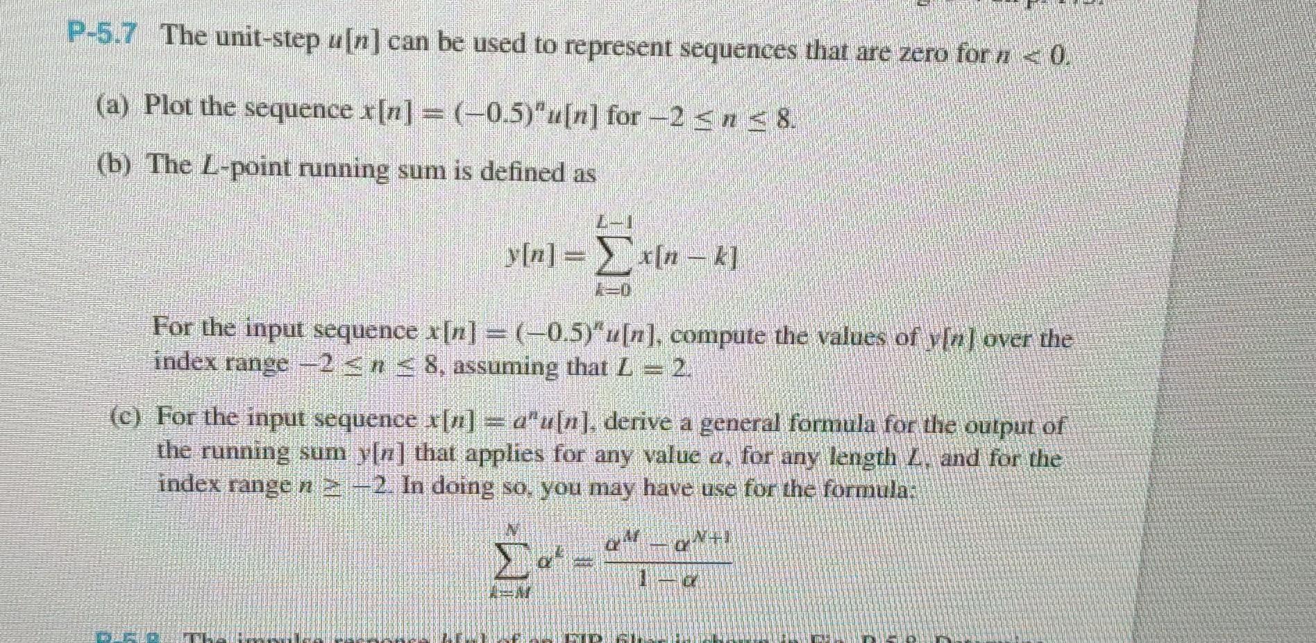 Solved -5.7 The unit-step u[n] can be used to represent | Chegg.com