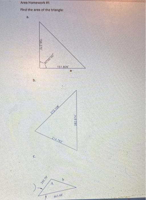 Solved Area Homework m1 Find the area of the triangle: s. b. | Chegg.com