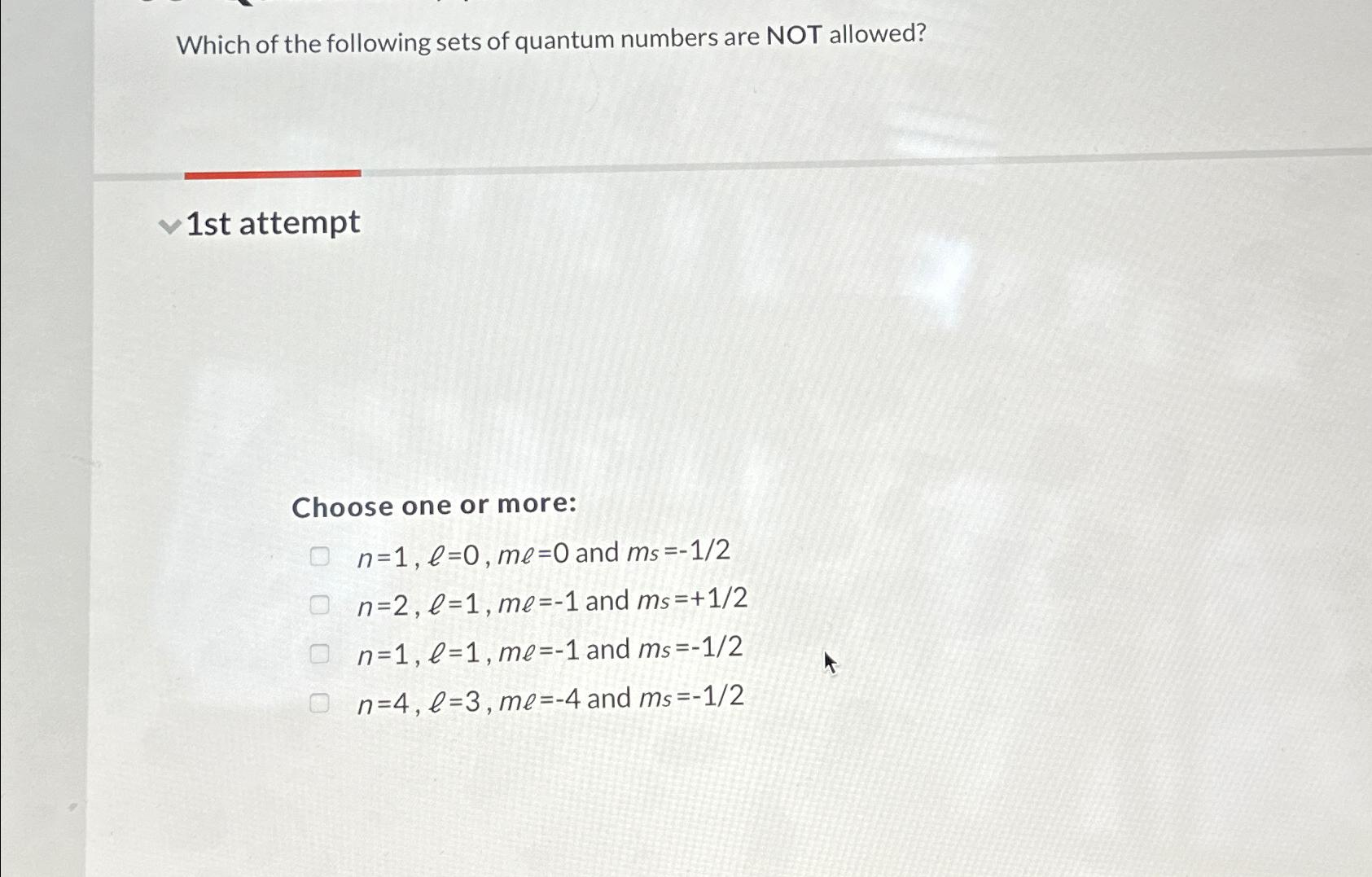 Solved Which of the following sets of quantum numbers are | Chegg.com