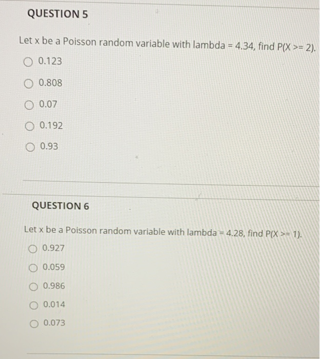 Solved QUESTION 1 Let x be a Poisson random variable with | Chegg.com