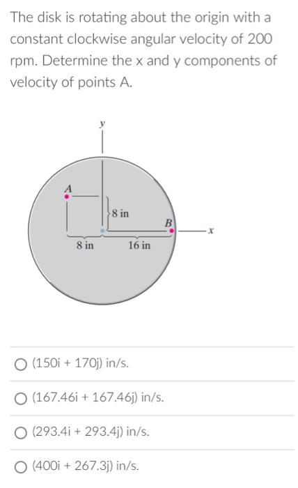 Solved The disk is rotating about the origin with a constant | Chegg.com