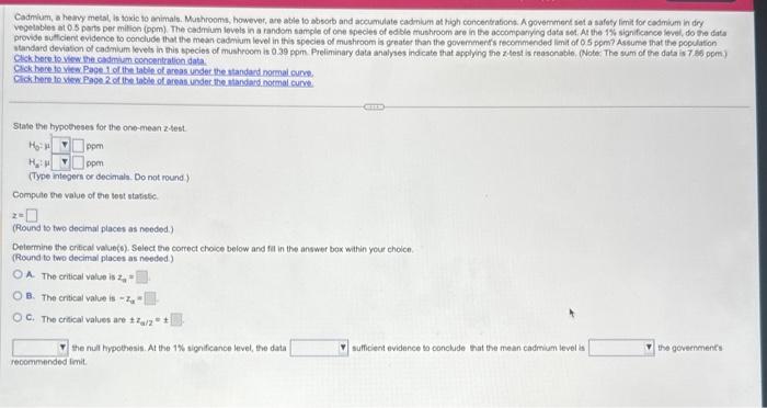 Solved Cadnvum, a heiny metal, is toxic to arimals. | Chegg.com