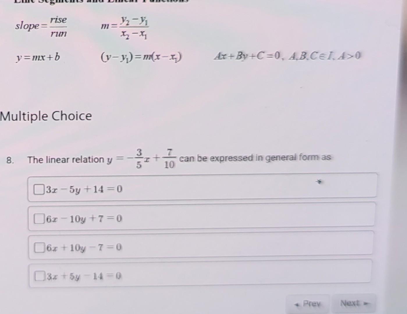 Solved slope = run rise m=x2−x1y2−y1 | Chegg.com