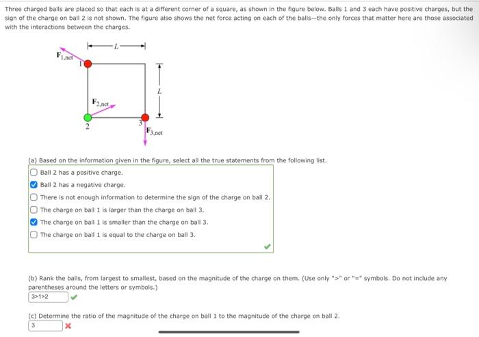 Solved Three charged balls are placed so that each is at a | Chegg.com