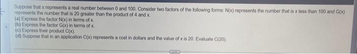 Solved Suppose that x represents a real number between 0 and | Chegg.com