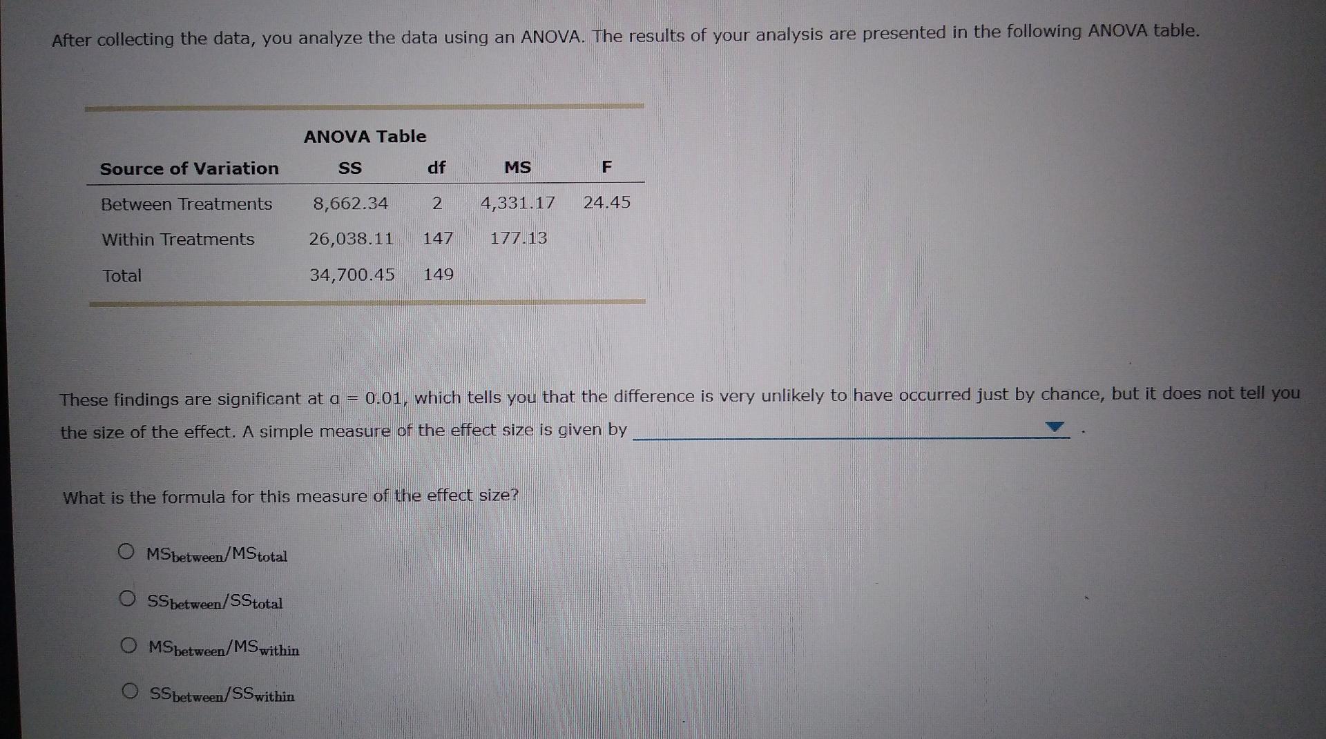 Solved 9. Effect size and ANOVA Amit Almor, a psychology | Chegg.com