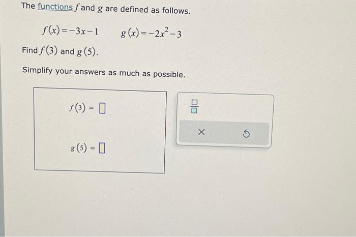 Solved The functions f and g are defined as follows. | Chegg.com