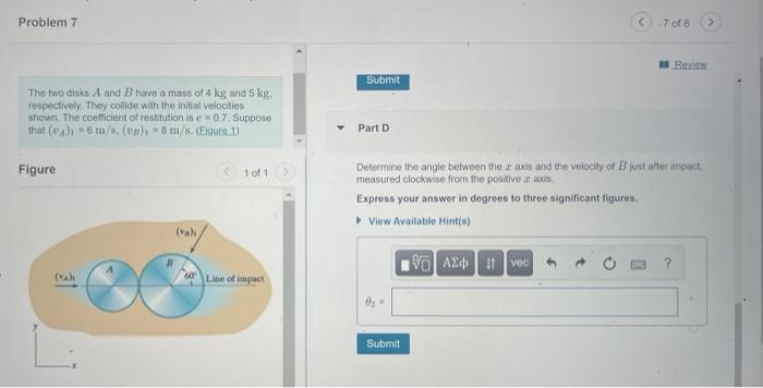 Solved The two disks A and B have a mass of 4 kg and 5 kg. | Chegg.com