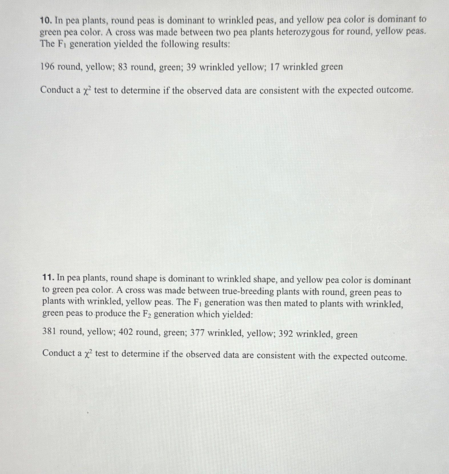 Solved In pea plants, round peas is dominant to wrinkled | Chegg.com