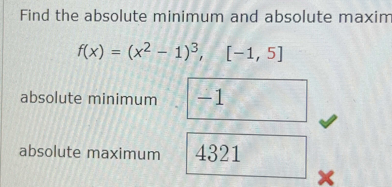 Solved Find the absolute minimum and absolute | Chegg.com