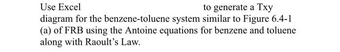 Solved Use Excel to generate a Txy diagram for the | Chegg.com