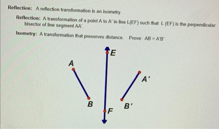 Solved Reflection: A reflection transformation is an | Chegg.com