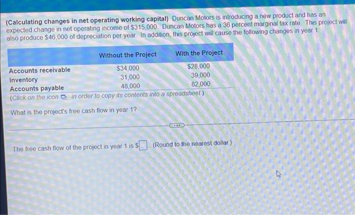 Solved (Calculating changes in net operating working | Chegg.com