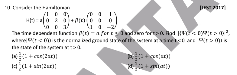 Solved Consider the Hamiltonian[JEST | Chegg.com