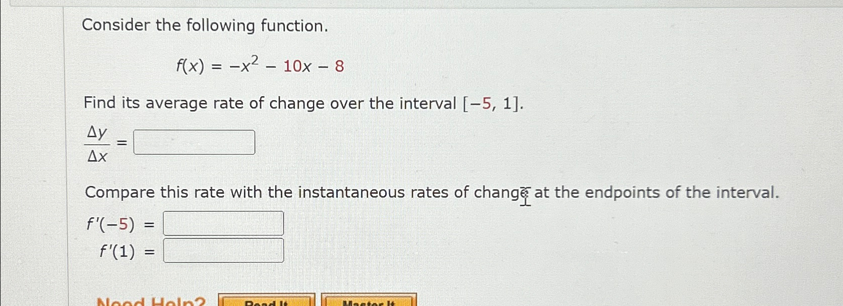 Solved Consider the following function.f(x)=-x2-10x-8Find | Chegg.com