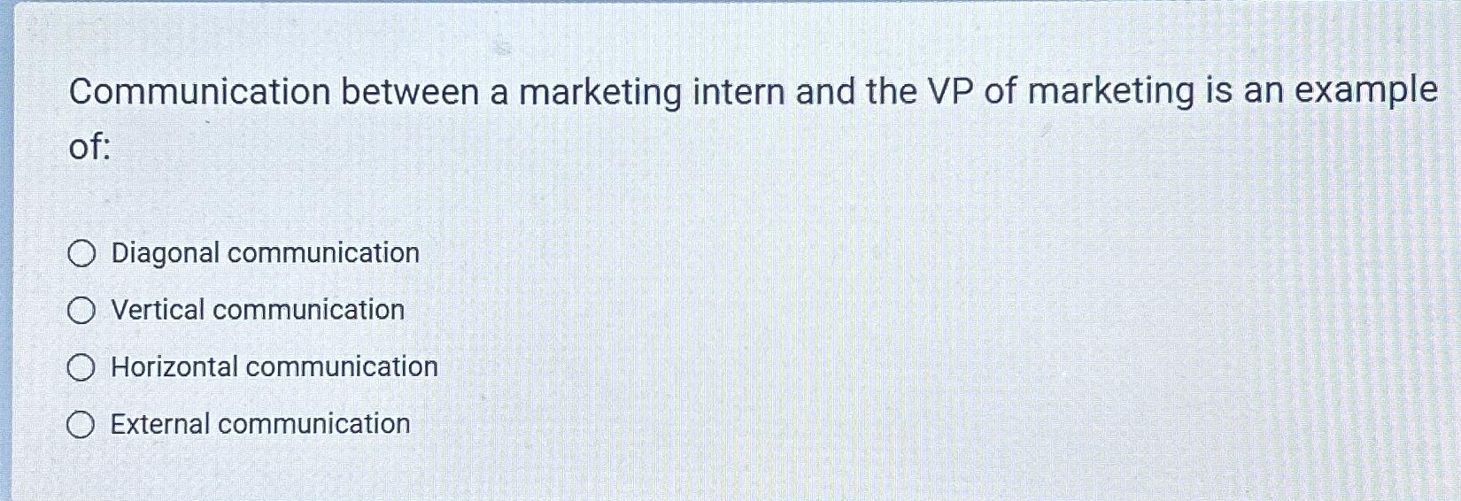 Solved Communication between a marketing intern and the VP | Chegg.com