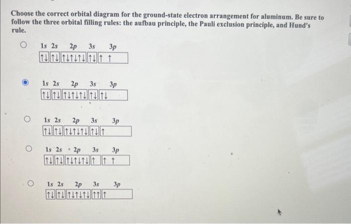 Solved Choose The Correct Orbital Diagram For The