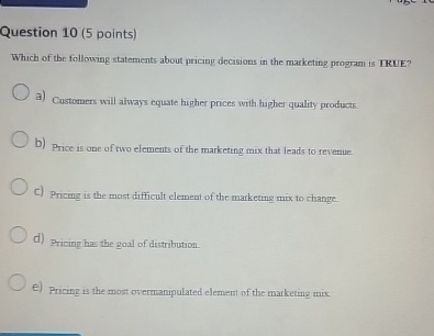 Solved Question 10 (5 ﻿points)Which of the following | Chegg.com