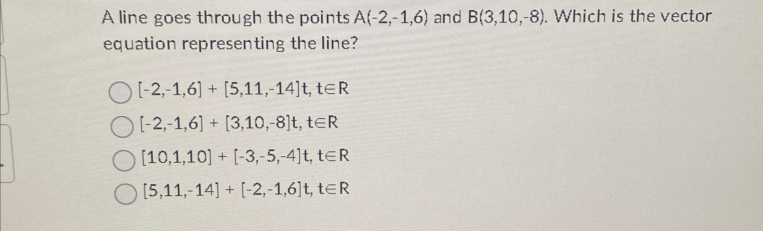 Solved A line goes through the points A(-2,-1,6) ﻿and | Chegg.com
