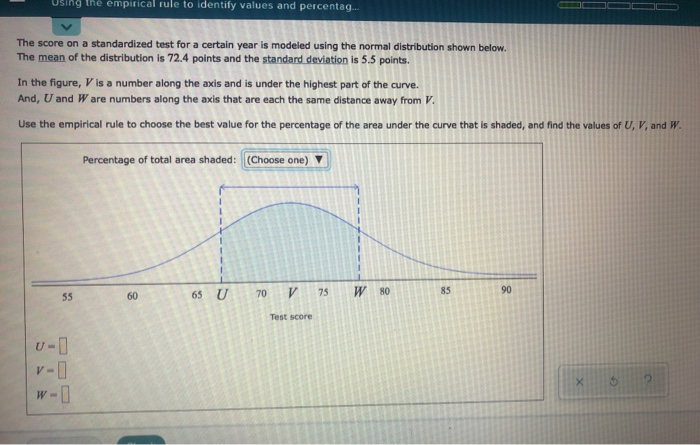 Solved m e to Identily values and percentag.. The score on a | Chegg.com