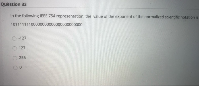 Solved Question 34 A scientific notation for binary number | Chegg.com