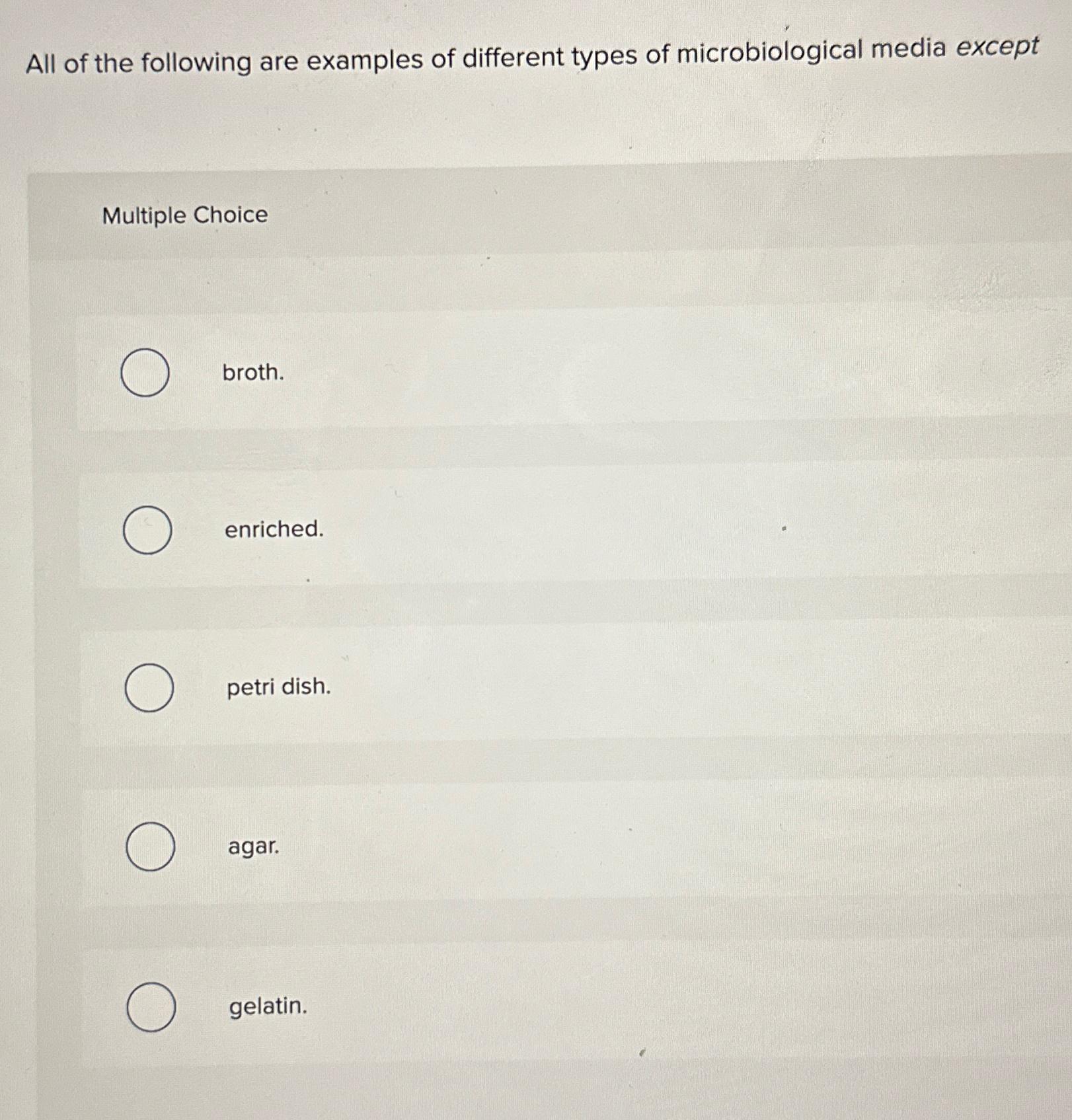 Solved All of the following are examples of different types | Chegg.com