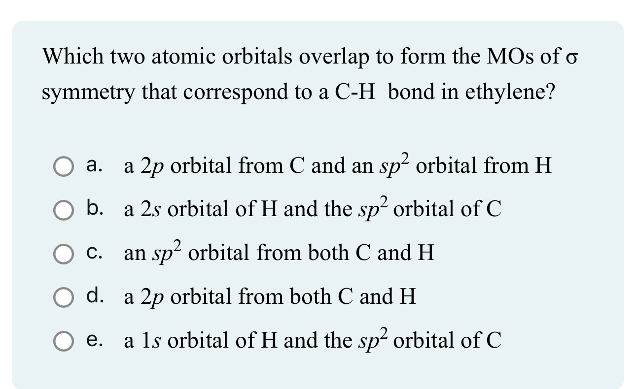 Solved Which Two Atomic Orbitals Overlap To Form The Mos Of