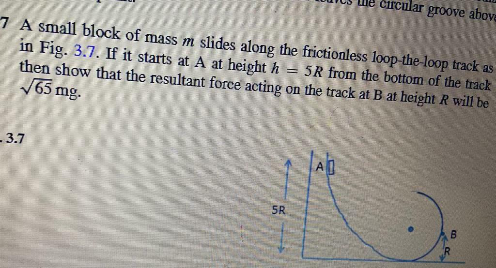Solved circular groove above 7 A small block of mass m | Chegg.com