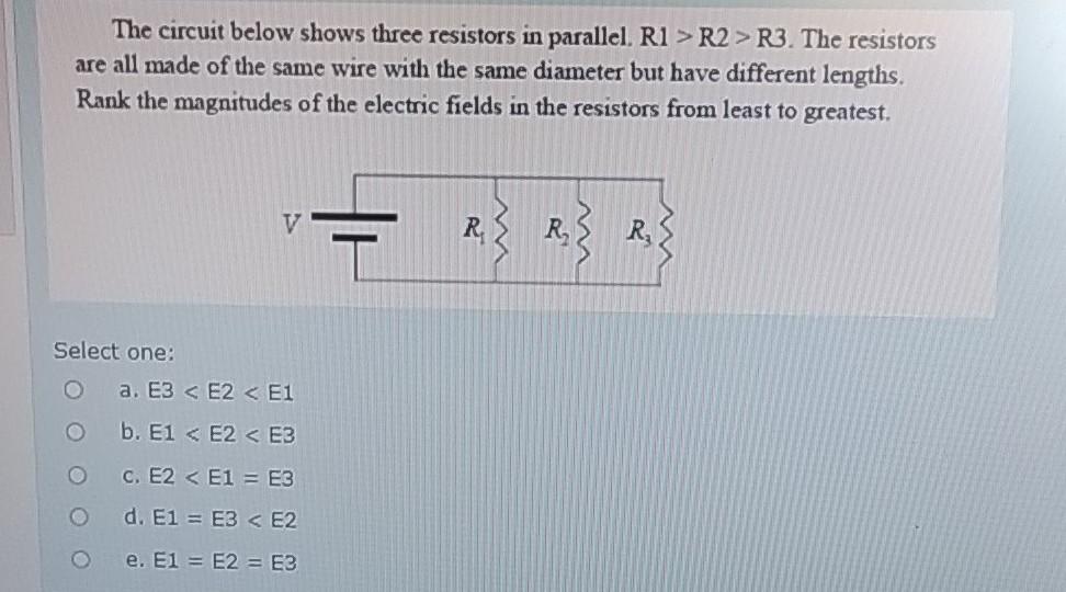 Solved The circuit below shows three resistors in parallel. | Chegg.com
