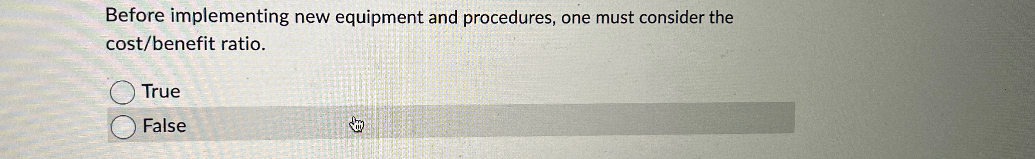 Solved Before implementing new equipment and procedures, one | Chegg.com