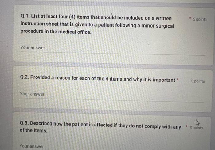 Solved Q.1. List at least four (4) items that should be | Chegg.com