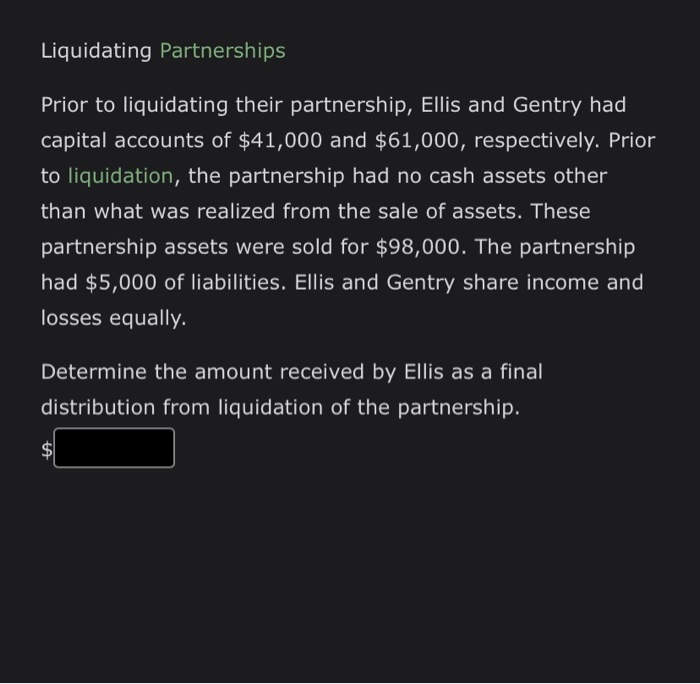Solved Liquidating Partnerships Prior to liquidating their | Chegg.com