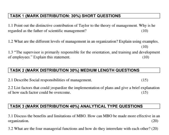 Solved TASK 1 (MARK DISTRIBUTION: 30% ) ﻿SHORT QUESTIONS1.1 | Chegg.com