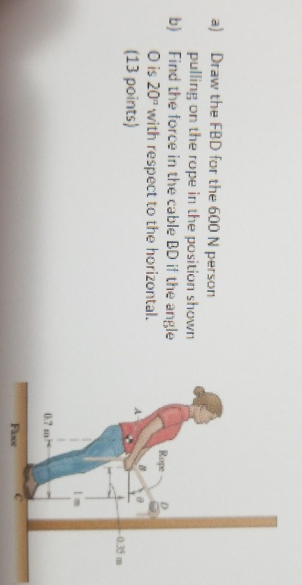 Solved a) Draw the FBD for the 600 N person pulling on the | Chegg.com