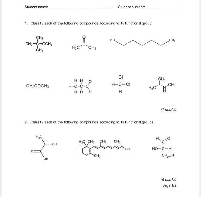 Solved Student name: Student number: 1. Classify each of the | Chegg.com