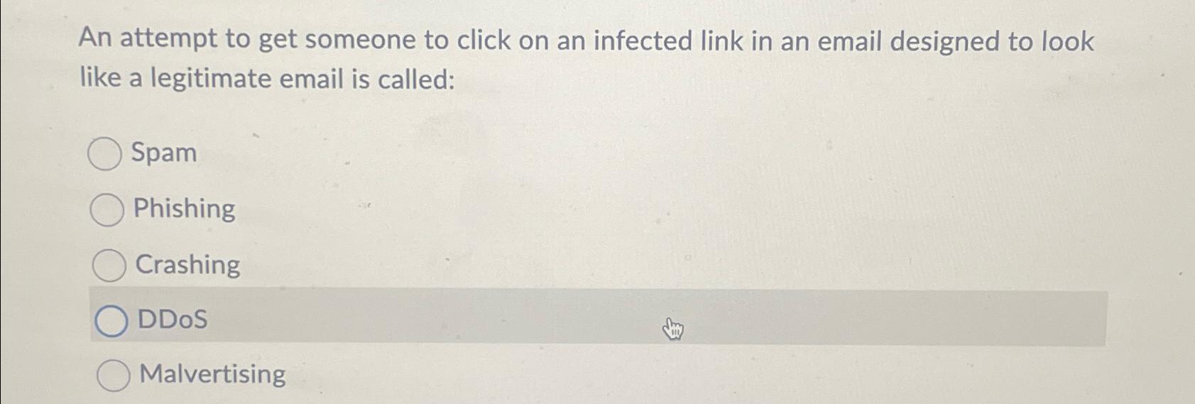 Solved An attempt to get someone to click on an infected | Chegg.com