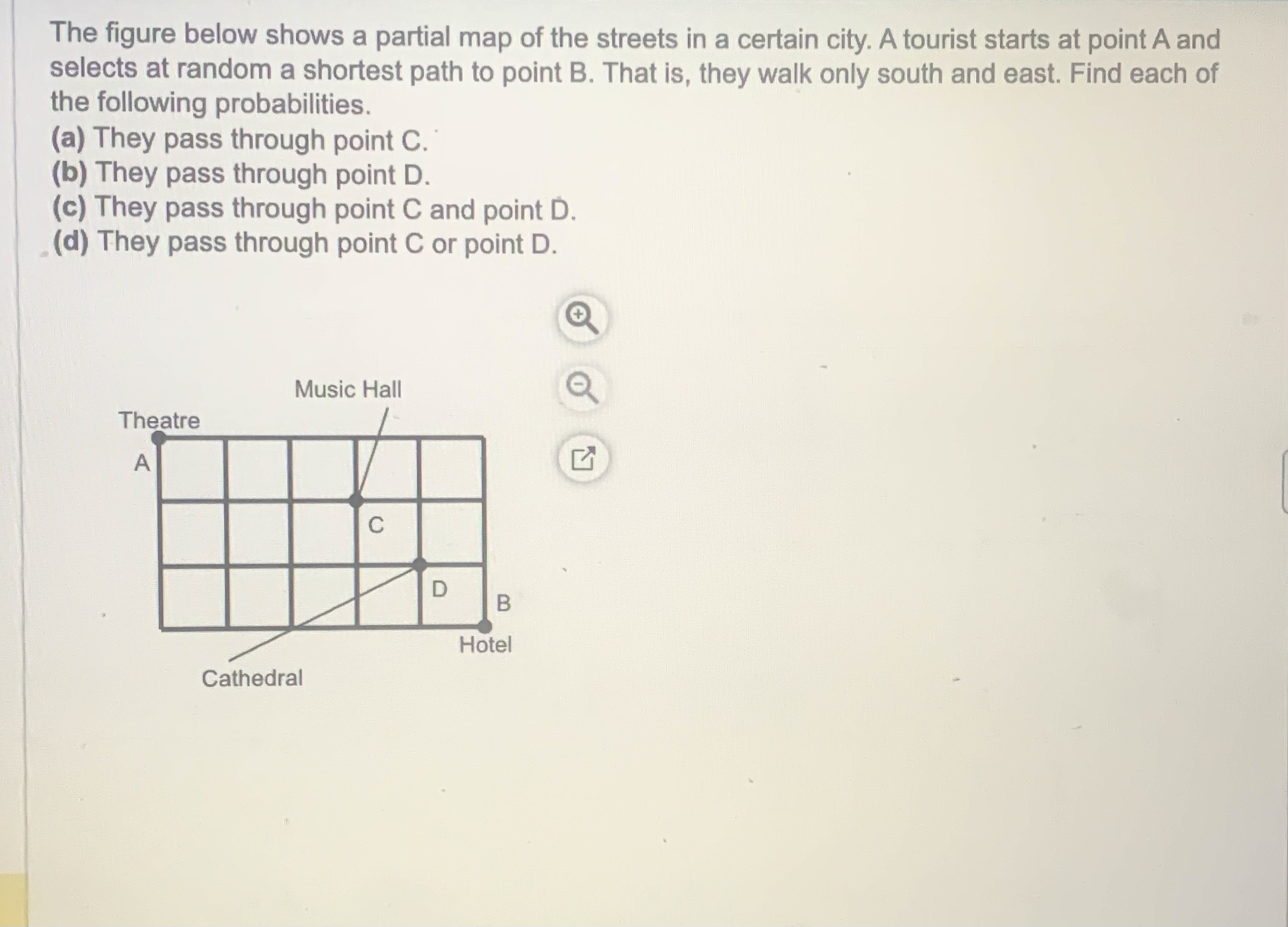 Solved The figure below shows a partial map of the streets | Chegg.com
