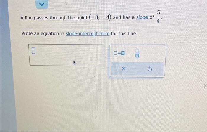 Solved A line passes through the point (−8,−4) and has a | Chegg.com