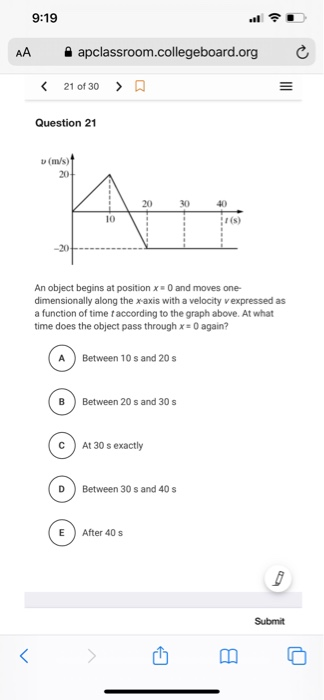 Solved 9:19 AA apclassroom.collegeboard.org legeboard.org C | Chegg.com