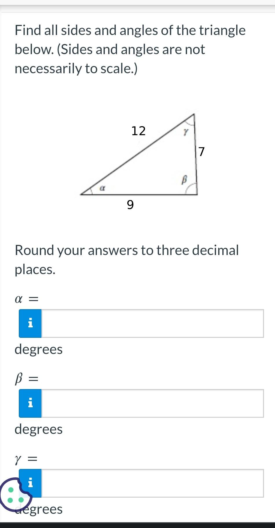 Solved Find all sides and angles of the triangle below. | Chegg.com