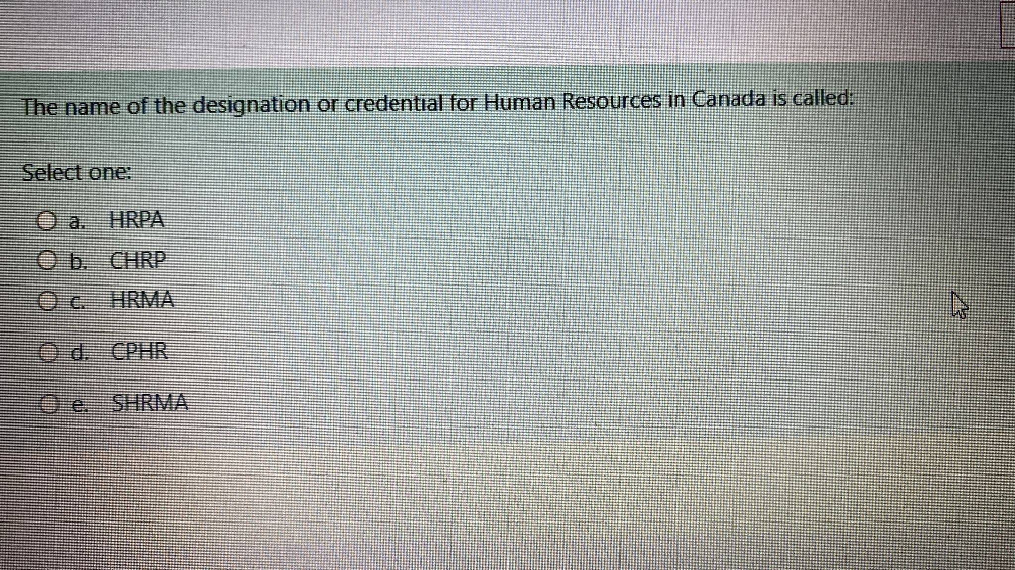Solved The name of the designation or credential for Human | Chegg.com