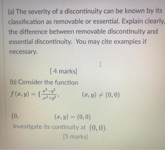 Solved (a) The severity of a discontinuity can be known by | Chegg.com