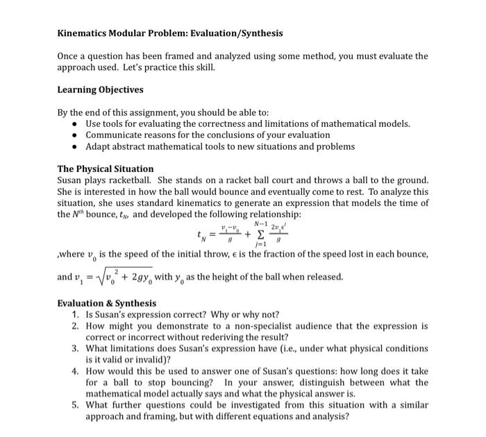 Solved Kinematics Modular Problem: Evaluation/Synthesis Once | Chegg.com