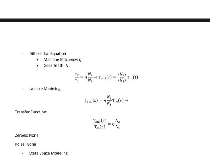 Solved please provide a state space model based on the | Chegg.com