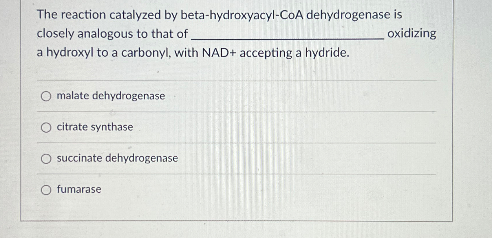 Solved The Reaction Catalyzed By Beta Hydroxyacyl Coa